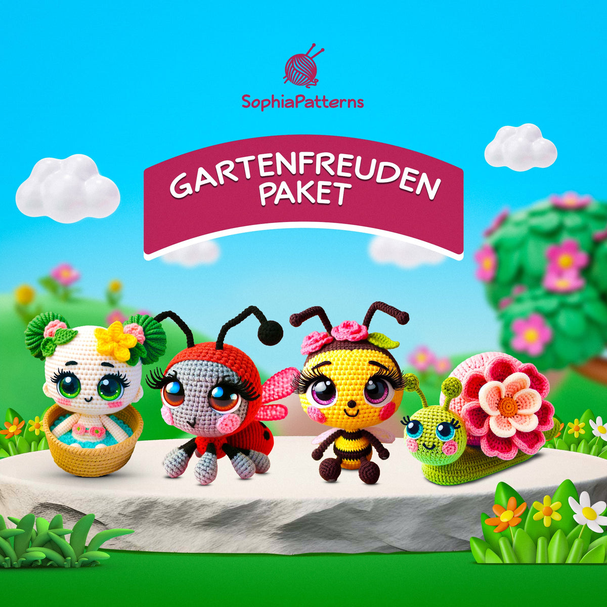 4 in 1: Gartenfreuden-Paket – Häkelanleitung – Sophia Patterns